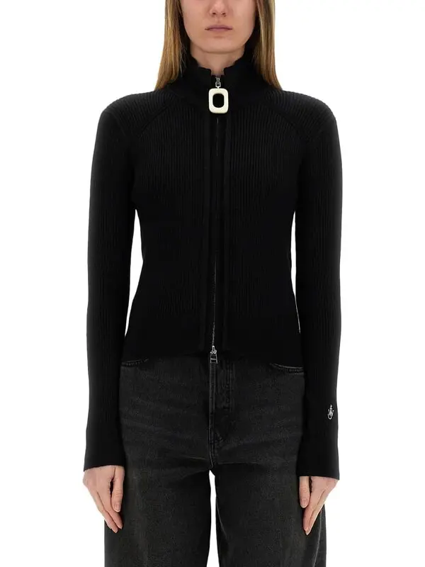 JW Anderson Fitted Cardigan With Zipper - Black