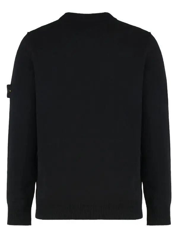 Stone Island Regular-fit Crew-neck Sweater With Ribbed Finish - Black