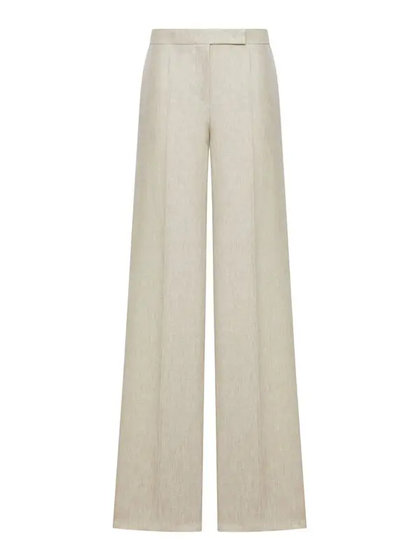 Max Mara Wide Linen Drill Trousers - Multicolor