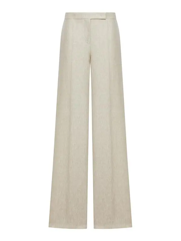 Max Mara Wide Linen Drill Trousers - Multicolor