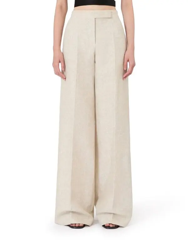 Max Mara Wide Linen Drill Trousers - Multicolor