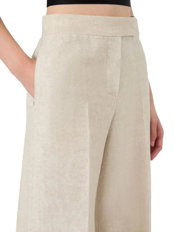 Max Mara Wide Linen Drill Trousers - Multicolor