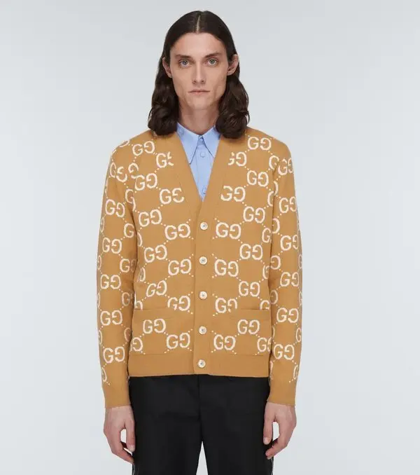 Gucci Gg Jacquard Wool Cardigan