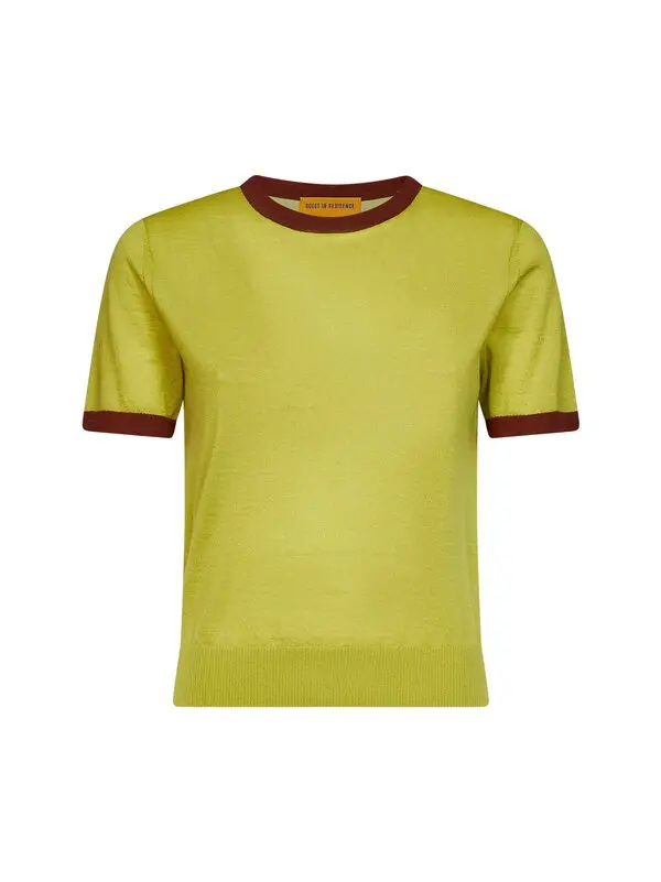 Guest In Residence Green Cashmere Knit Airy Ringer T-shirt - Multicolor