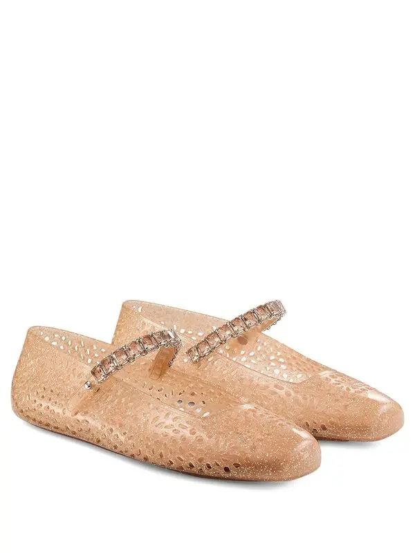 JIMMY CHOO Clear Jelly Ballerina Flats With Crystal Embellishment - Multicolor