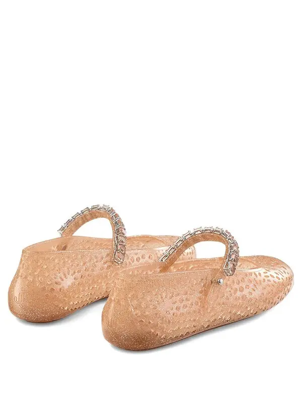 JIMMY CHOO Clear Jelly Ballerina Flats With Crystal Embellishment - Multicolor