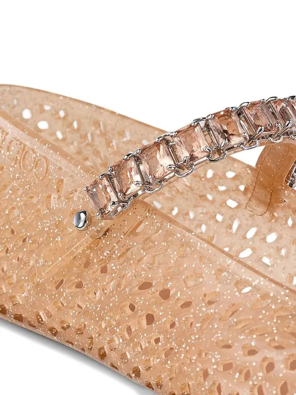 JIMMY CHOO Clear Jelly Ballerina Flats With Crystal Embellishment - Multicolor