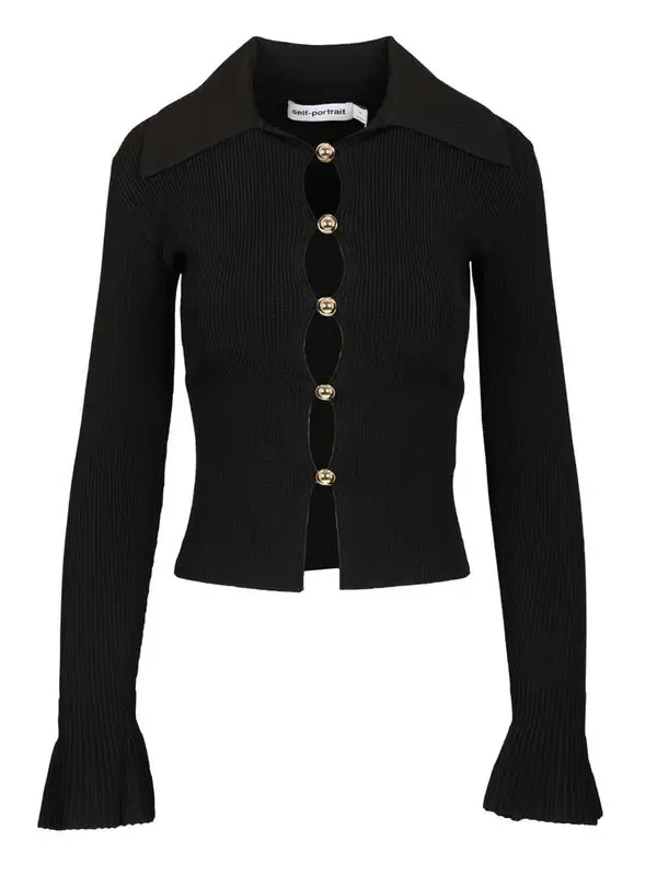 SELF-PORTRAIT Button-up Sweater - Black