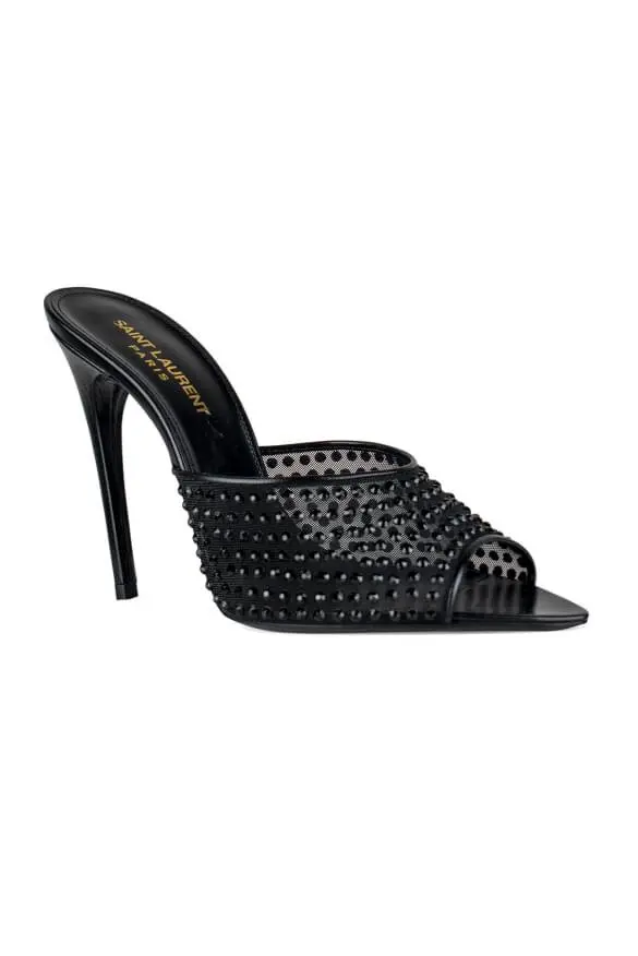 Saint Laurent Blonde Mules - Black