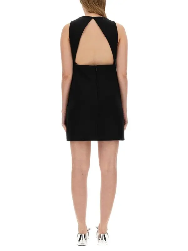 Versace Wool Blend Straight Mini Dress With Cut-out