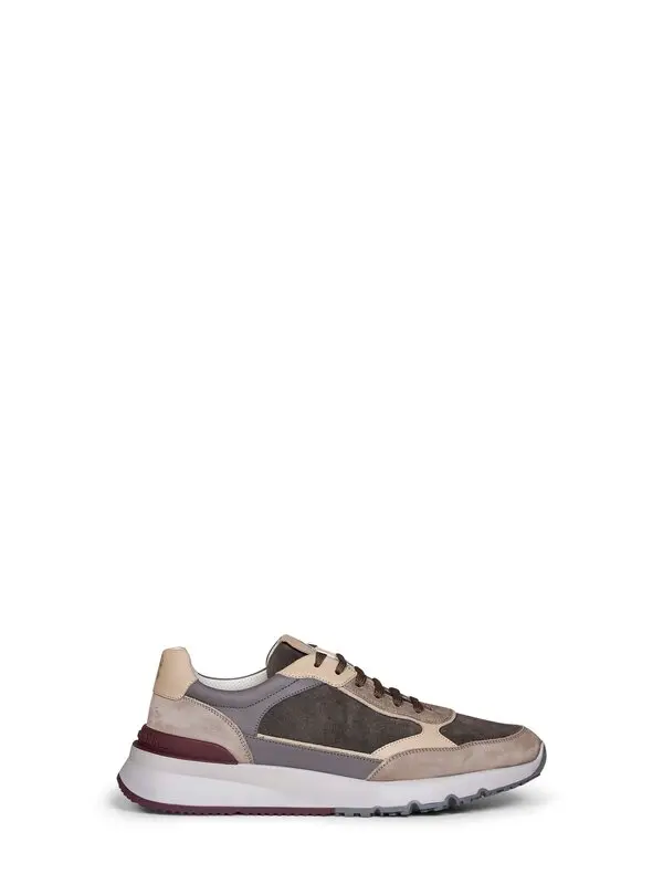 Brunello Cucinelli Anthracite Nubuck And Suede Sneakers