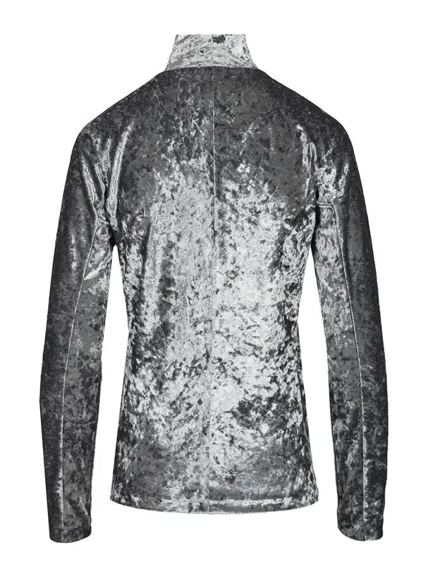 FORTE_FORTE Iridescent Stretch Velvet Turtleneck - Gray