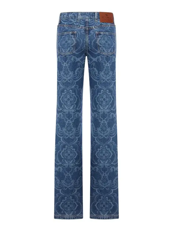 Etro Jacquard Denim Jeans With Ornamental Pattern