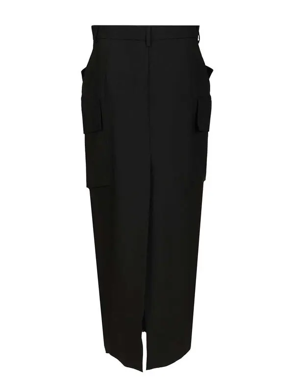 Rick Owens Firebanks Wool Midi Skirt - Black