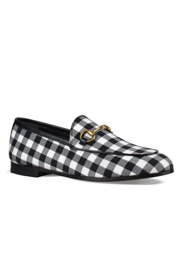 Gucci Gingham Fabric Loafers