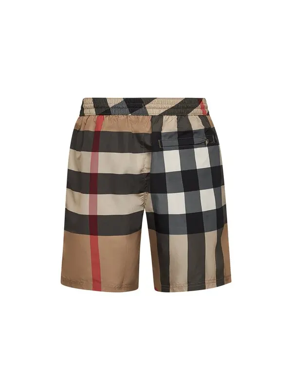 Burberry Beige Check Swim Trunks - Multicolor