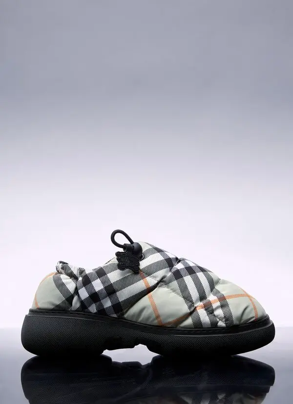 Burberry Check Nylon-blend Pillow Mule - Cream