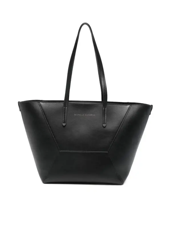 Brunello Cucinelli Leather Shopper Bag - Black
