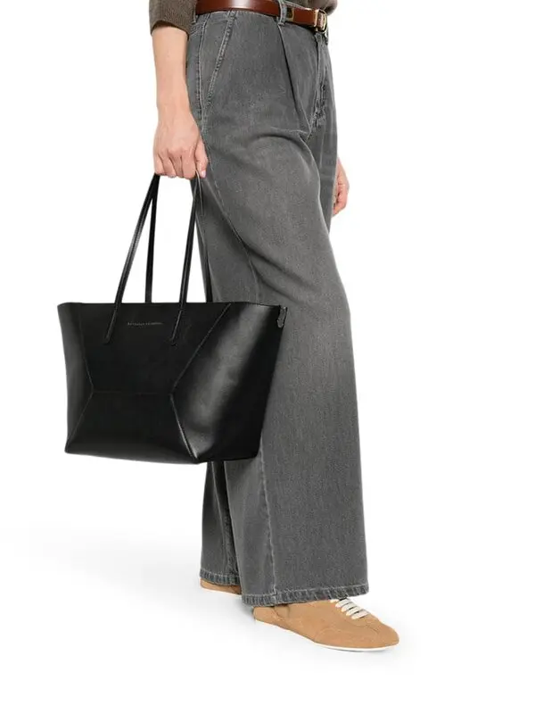 Brunello Cucinelli Leather Shopper Bag - Black