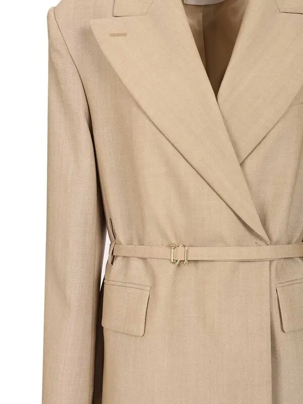 Sportmax Long Double-breasted Wool Blazer