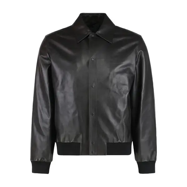 Fendi Leather Bomber Jacket - Black