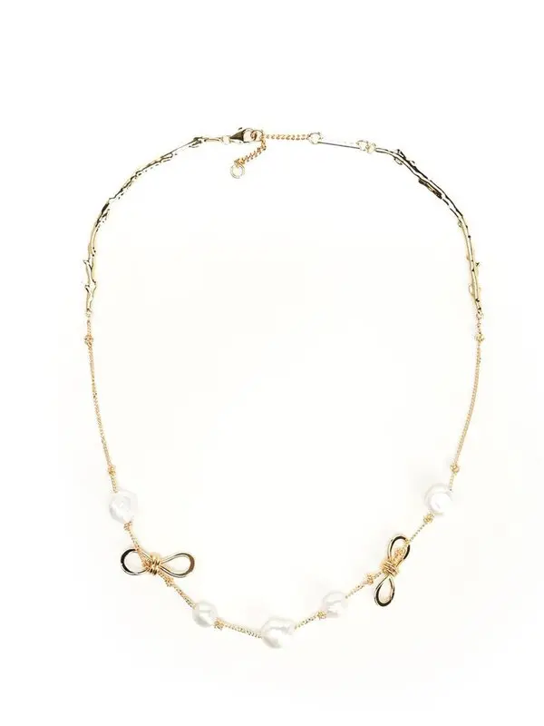 Marni Knotted Pearl Chain Necklace - Gold