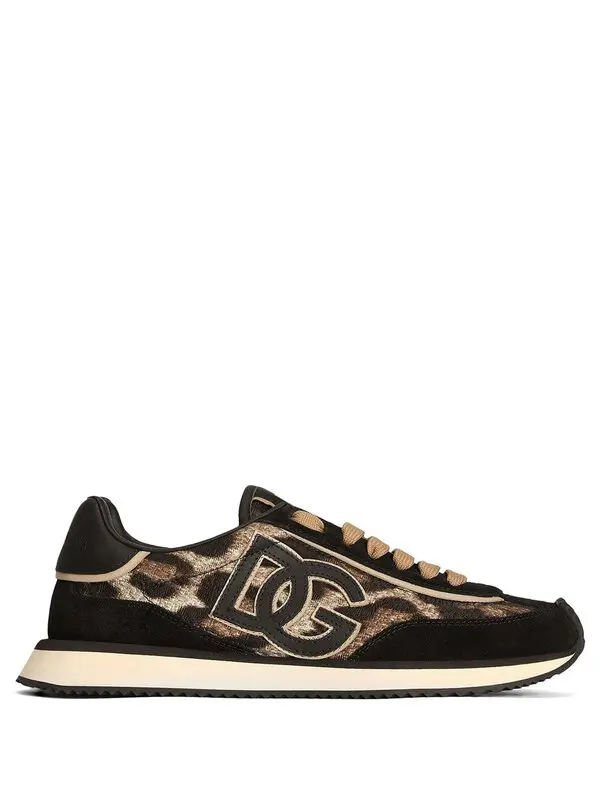Dolce & Gabbana Sneakers Dg Cushion In Tessuto Stampa Leo - Multicolor