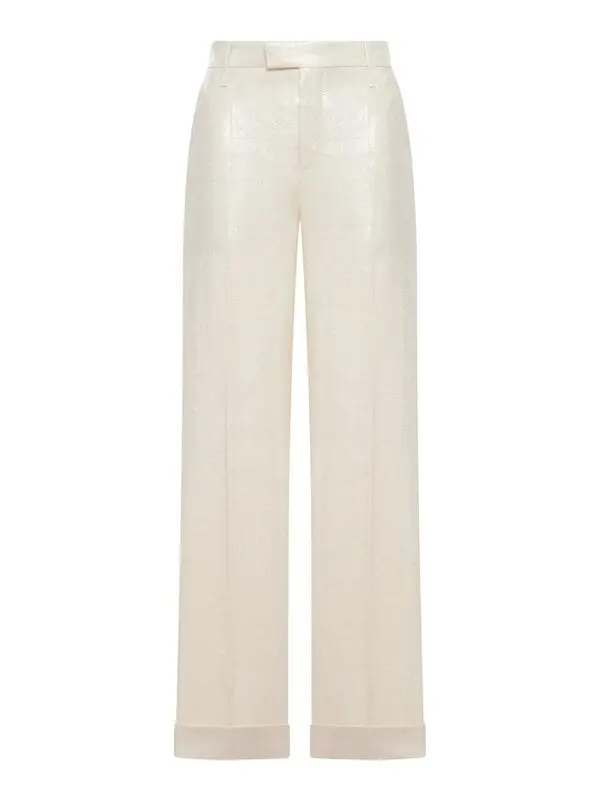 Brunello Cucinelli Wide-leg Tailored Linen Trousers - Multicolor