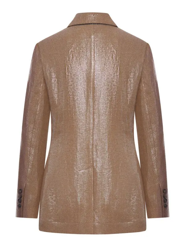 Brunello Cucinelli Double-breasted Blazer In Laminated Fabric With A Shiny Effect