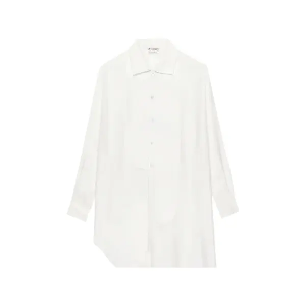 JW Anderson Asymmetric Silk Shirt Dress - White