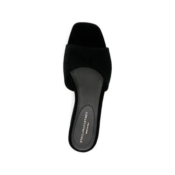 Stella McCartney Velvet Platform Open Toe Slides - Black
