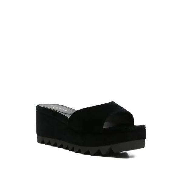 Stella McCartney Velvet Platform Open Toe Slides - Black