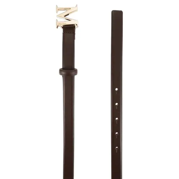 Max Mara Skinny Waist Leather Belt - Brown