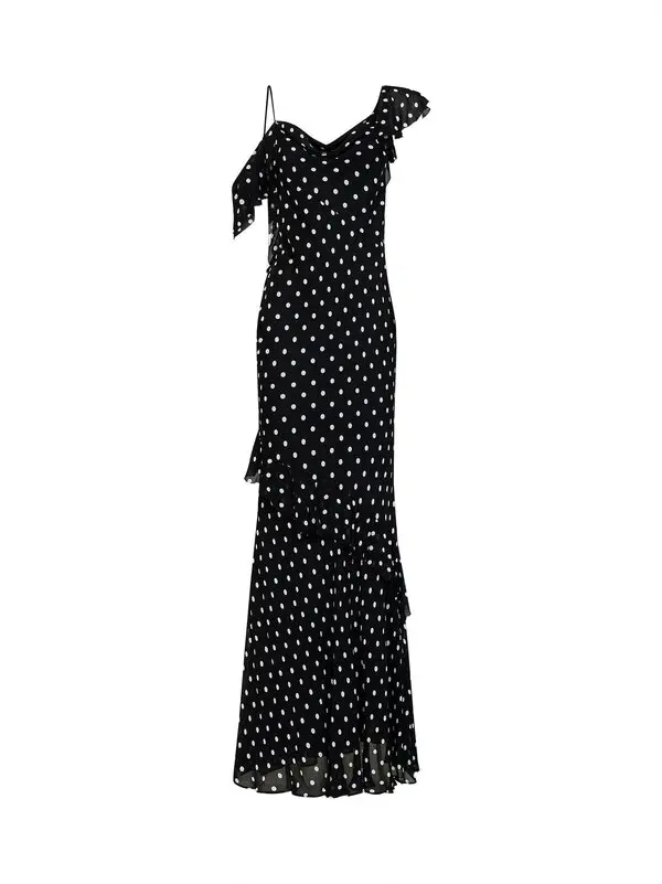 SELF-PORTRAIT Polka Dot Georgette Maxi Dress - Multicolor
