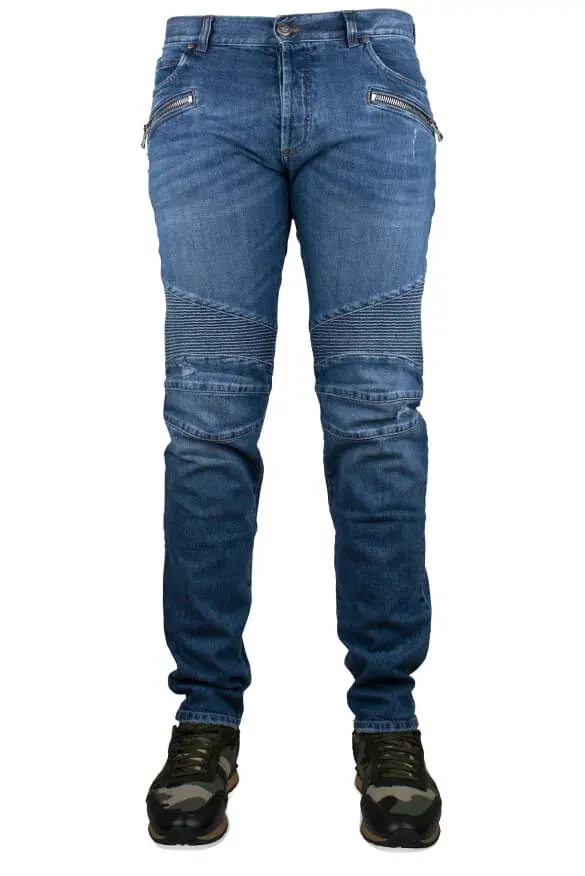 Balmain Tapered Stretch Cotton Jeans