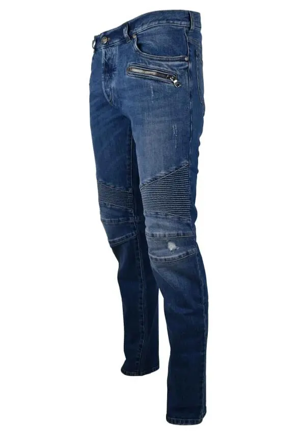 Balmain Tapered Stretch Cotton Jeans