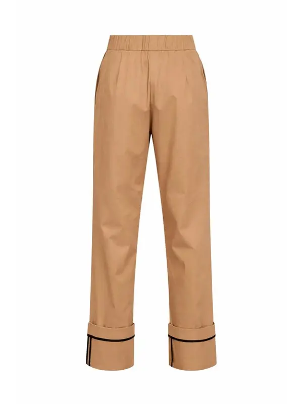 Herno Camel Cotton Gabardine Trousers With Turn-up Hems - Multicolor