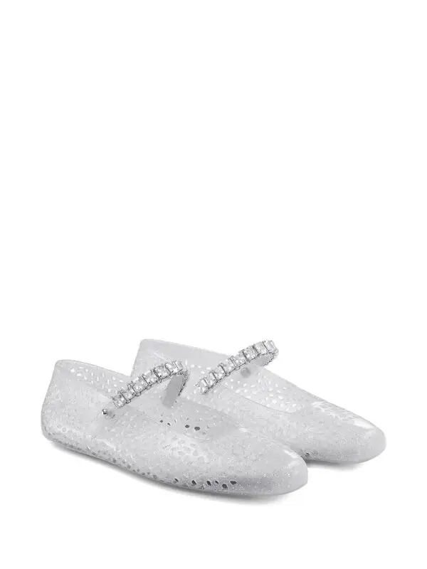 JIMMY CHOO Crystal Ballerina Flats - Silver