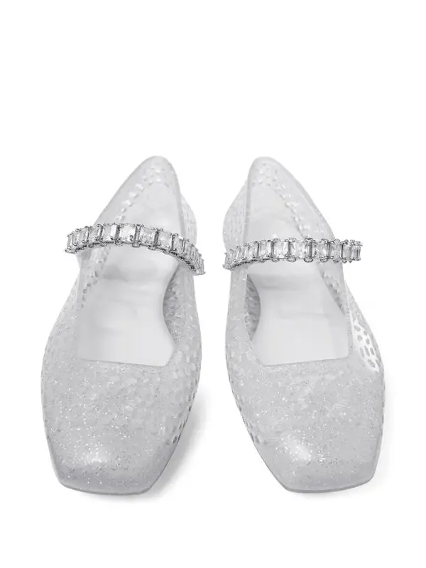 JIMMY CHOO Crystal Ballerina Flats - Silver