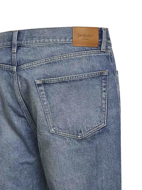 Saint Laurent Blue Cotton Denim Mick Long Jeans