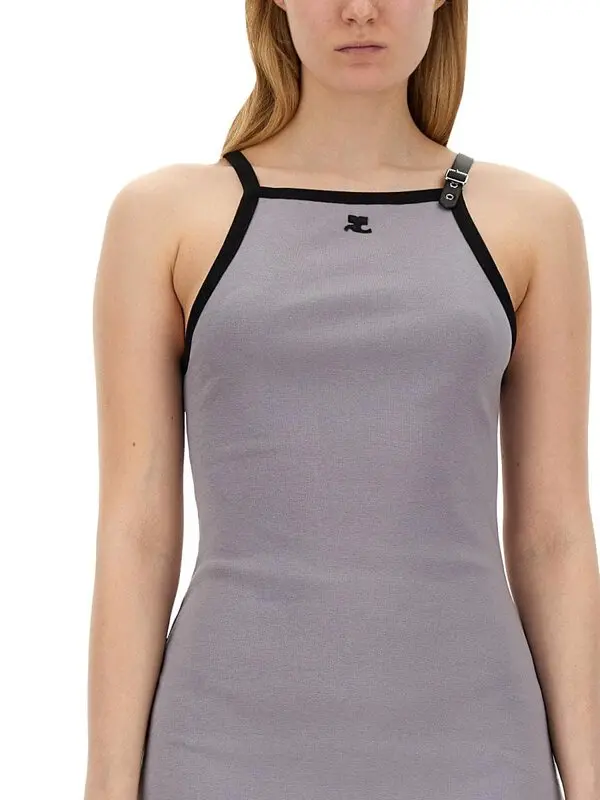 COURREGES Dress With Logo - Gray