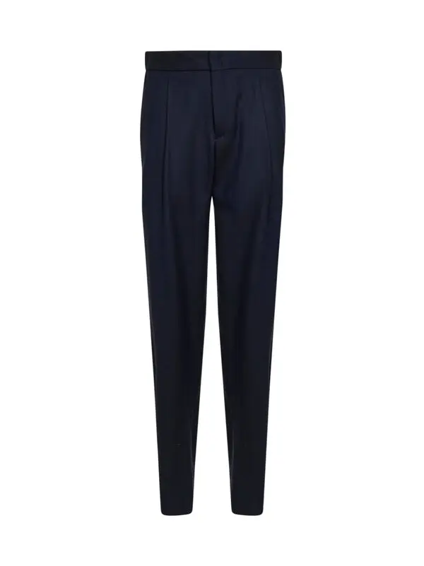 Giorgio Armani Blue Chevron Wool And Cashmere Trousers