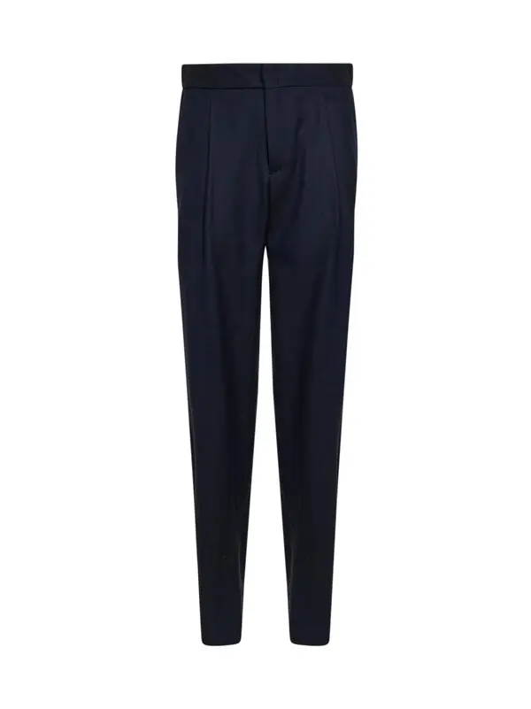 Giorgio Armani Blue Chevron Wool And Cashmere Trousers - Multicolor