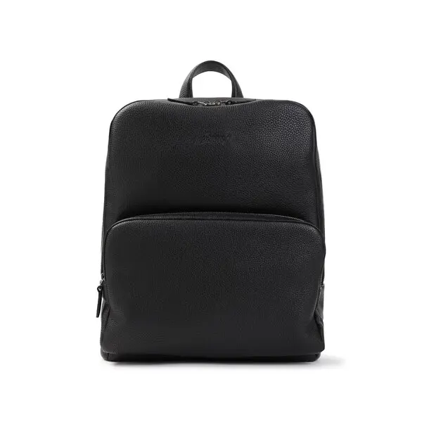 Brioni Zip Around Grained Leather Backpack - Black