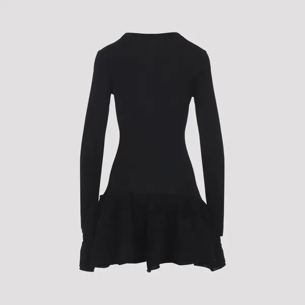 Alaïa Wool Ruffle Mini Dress - Black