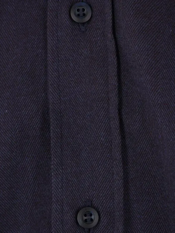Brunello Cucinelli Herringbone Cotton Blend Shirt - Blue