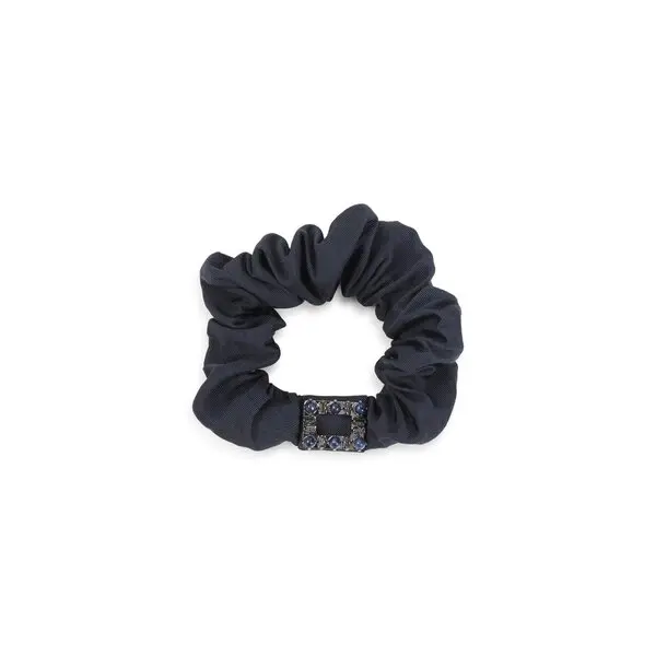 ROGER VIVIER Tres Vivier Crystal And Stone-embellished Cotton Grosgrain Scrunchie - Blue