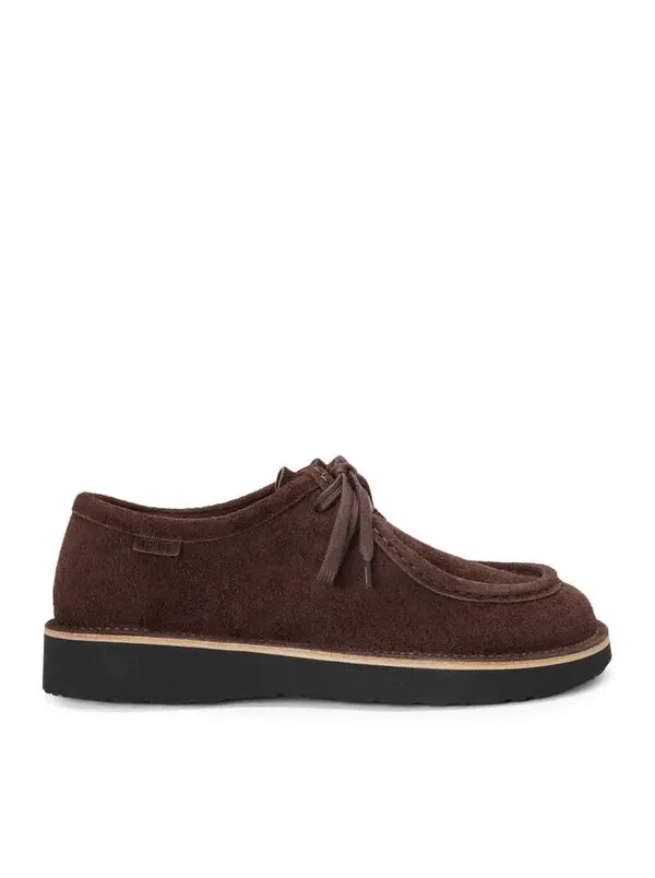 Loewe Faro Lace-up Shoes In Suede Calfskin - Brown
