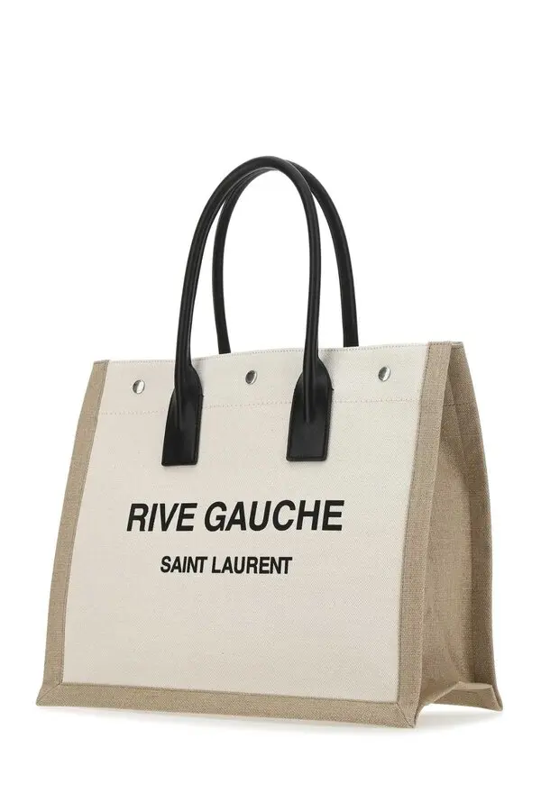 Saint Laurent Sand Canvas Big Rive Gauche Shopping Bag - Brown
