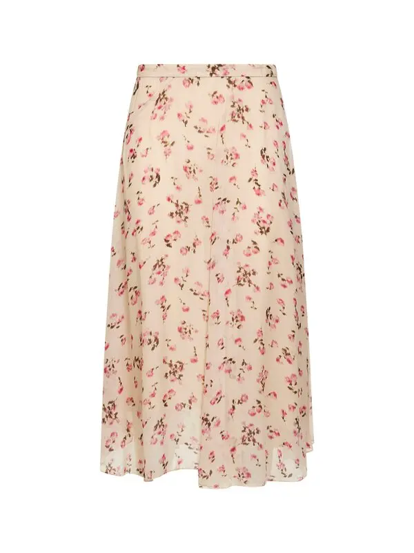Isabel Marant Étoile Marant Beige Printed Muslin Lycia Asymmetric Skirt - Multicolor